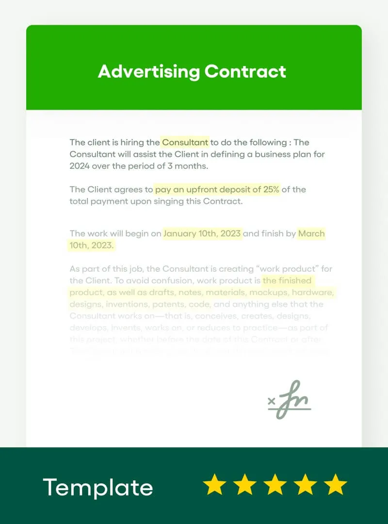 Advertising Contract Template - Bonsai