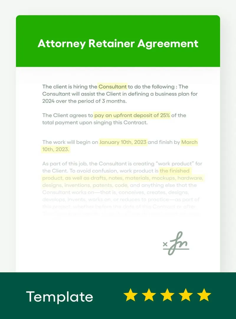 Attorney Retainer Agreement Template - Bonsai