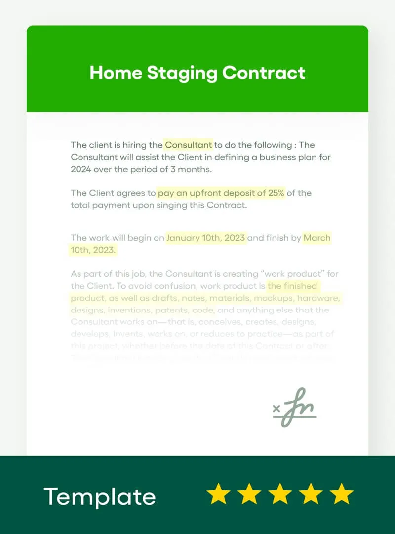 Home Staging Contract Template - Bonsai