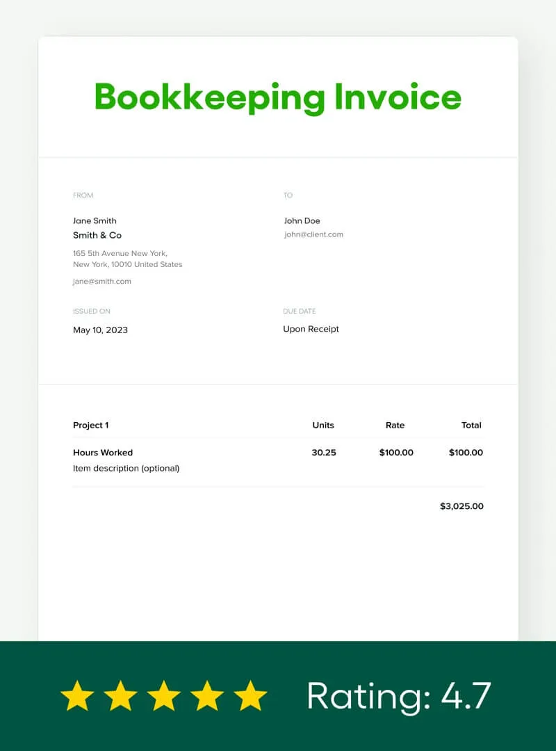 Bookkeeping Invoice Template - Bonsai