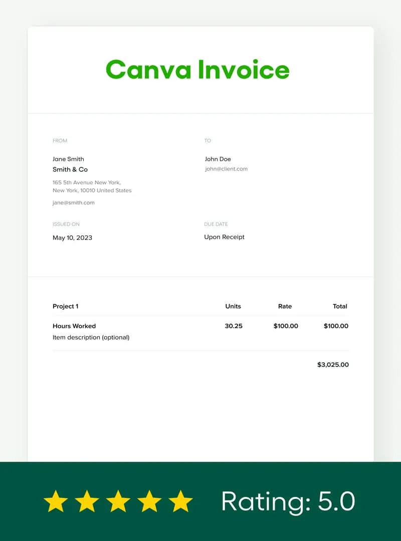 Modèle de facture Canva - Bonsai