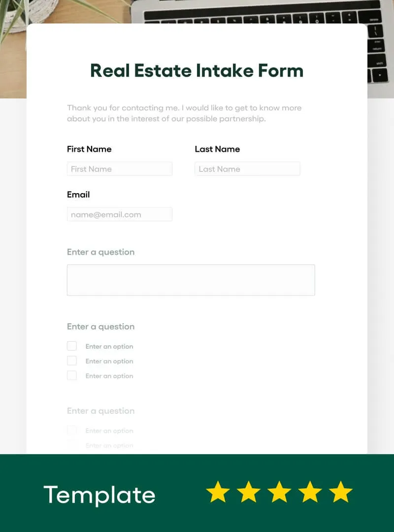 Real Estate Intake Form Template - Bonsai