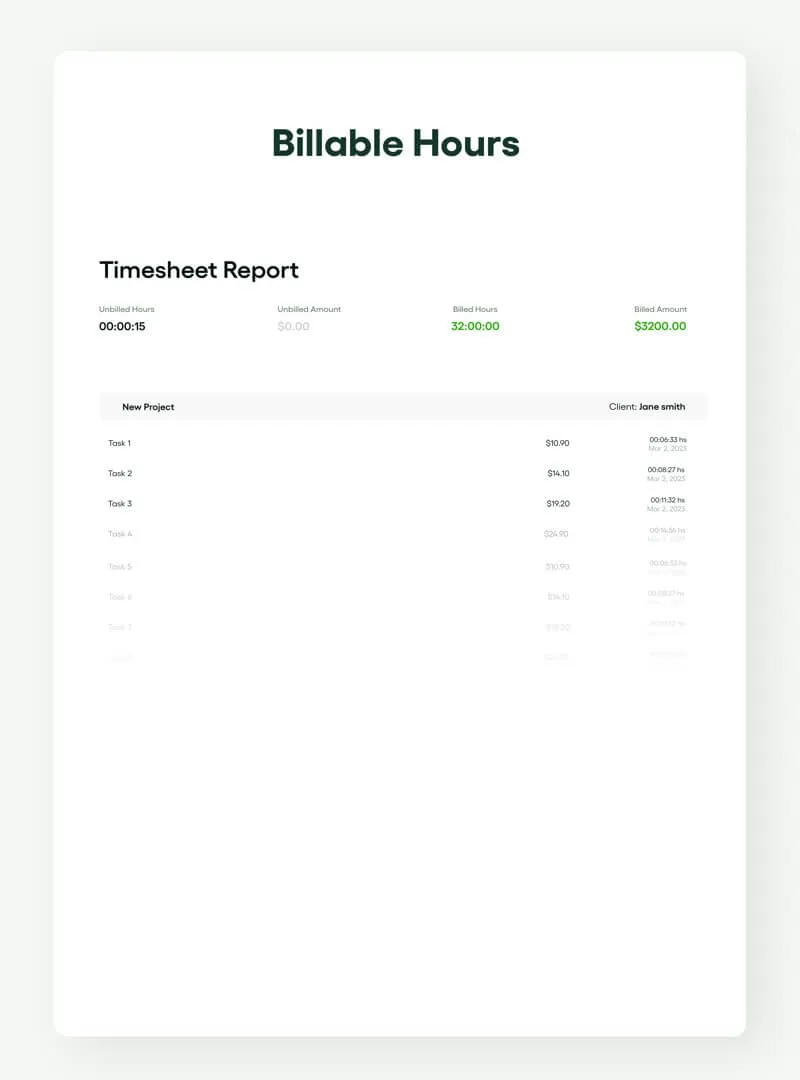 Free Billable Hours Template - Bonsai