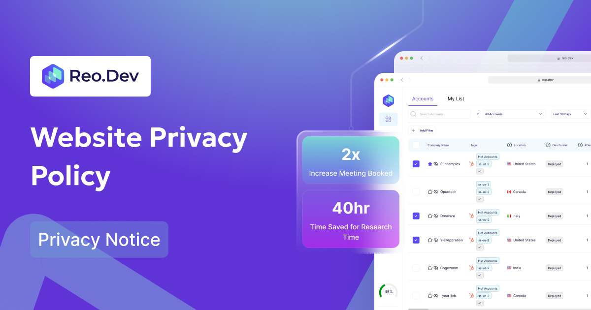 Website Privacy Policy | How Reo.Dev Protects Your Data