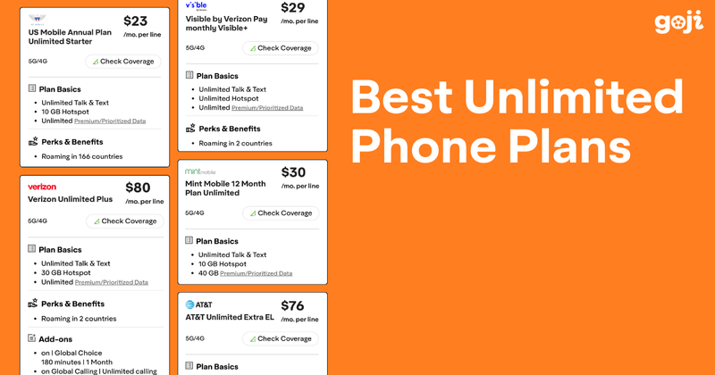 Best Unlimited Cell Phone Plans: Compare Top Carriers & Prices