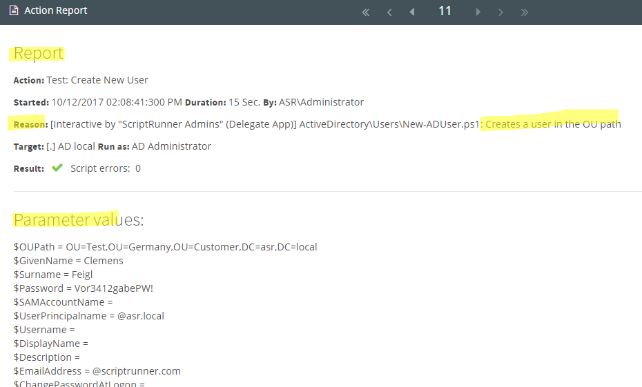 PowerShell Script Header & Parameters in ScriptRunner