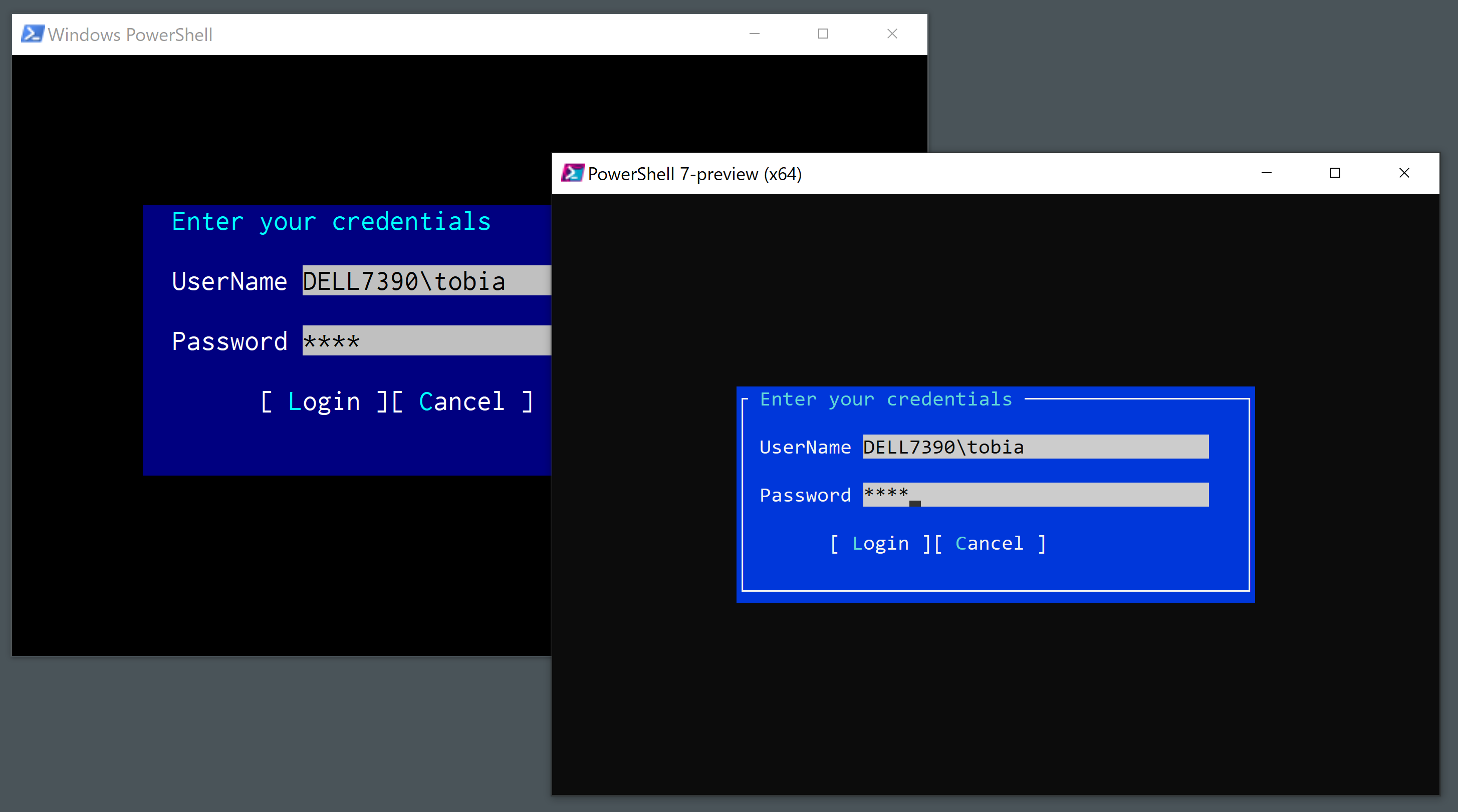Using TUI in Windows PowerShell and PowerShell 7