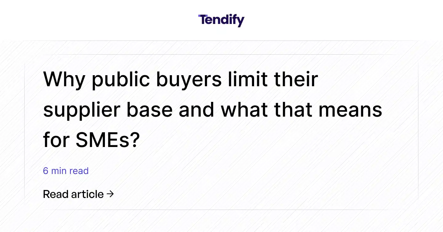 Tendify | Why public buyers limit their supplier base?