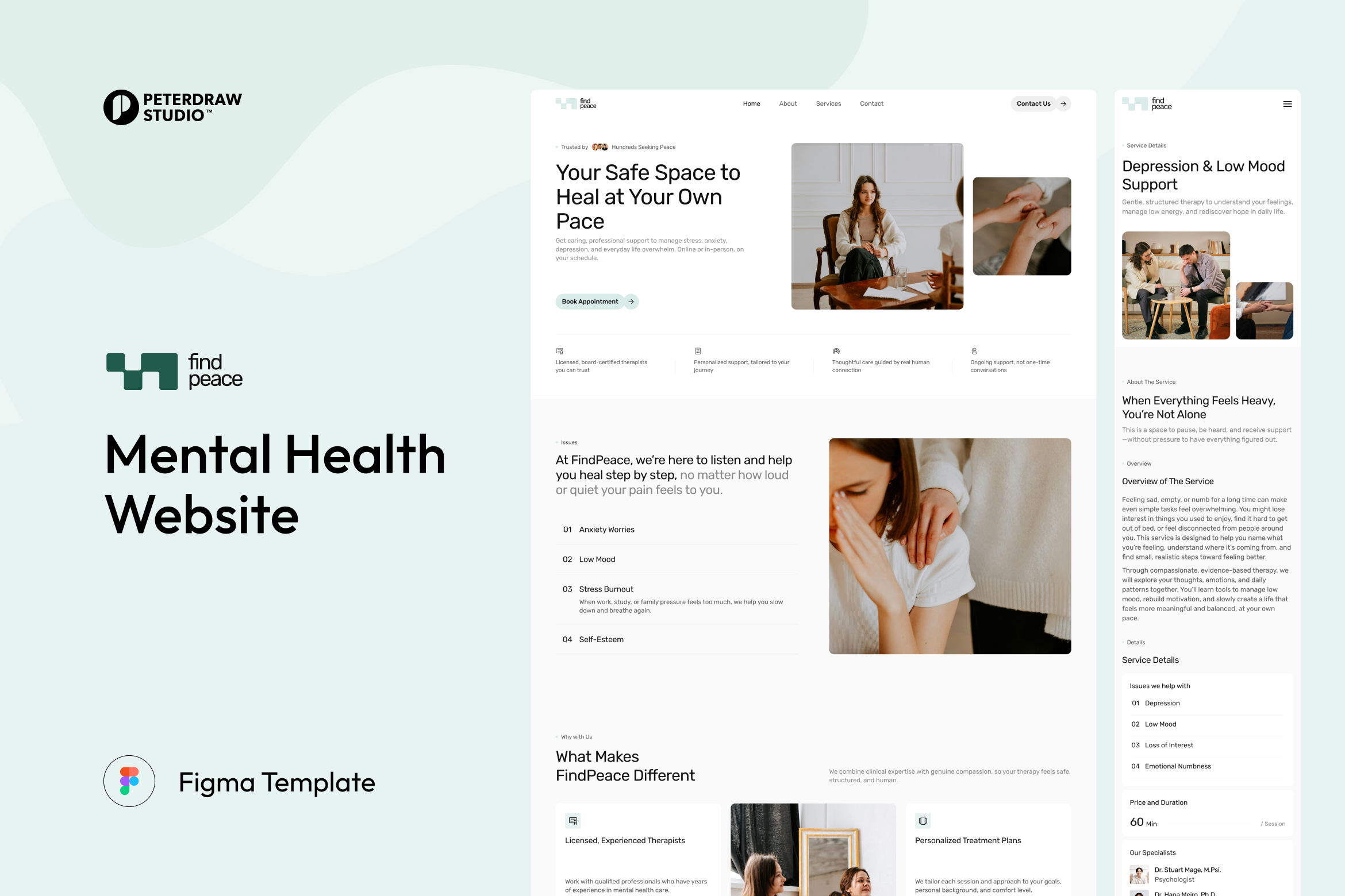 FindPeace – Mental Health Website UI Figma Template UI Kit Design ...