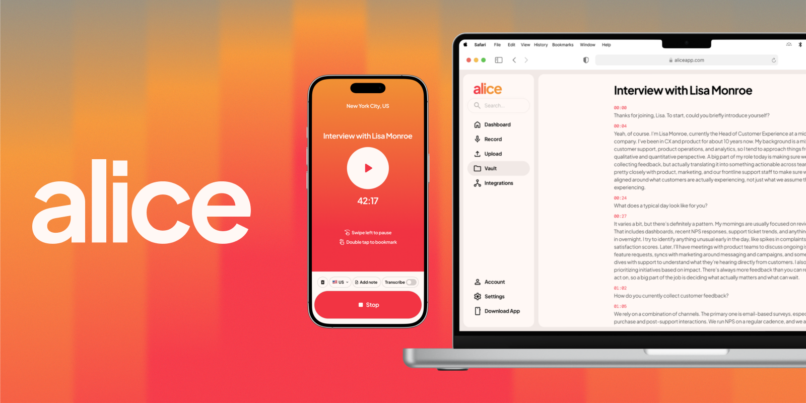 FAQ | Alice Voice AI Recorder & Transcription | Answers