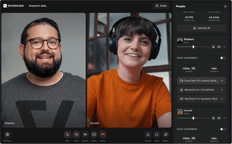 4K Video & Audio Recorder | Screen Recording | Riverside