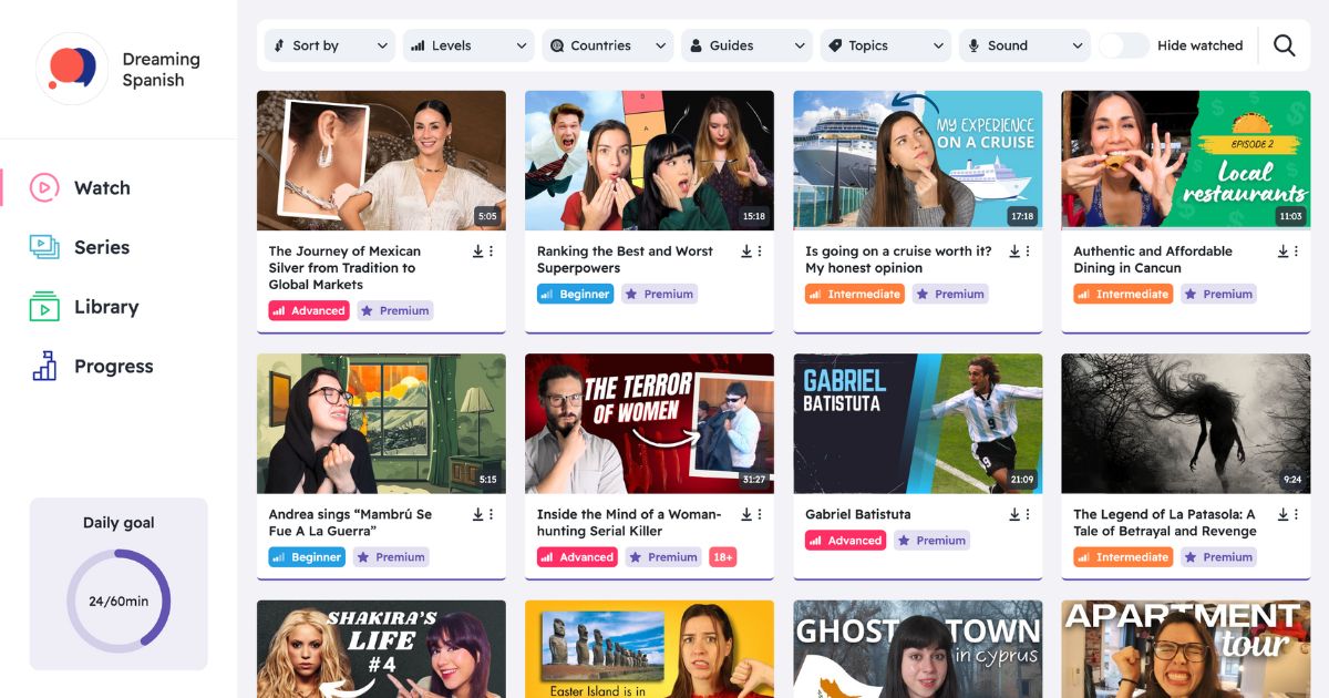 Spanish Videos from Beginner to Advanced – Dreaming Spanish