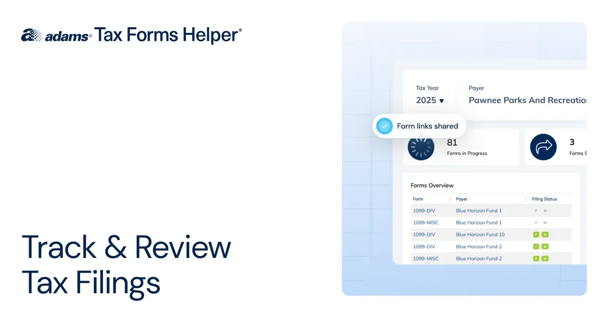 Track & Review Business Tax Filings – Dashboard | Adams Tax Forms