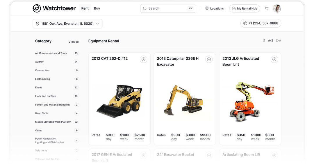 Integrated Online Storefront for Equipment Rental Companies