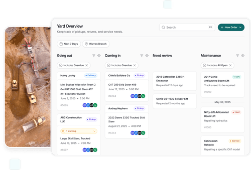 Live Yard Management Dashboard for Equipment Rental