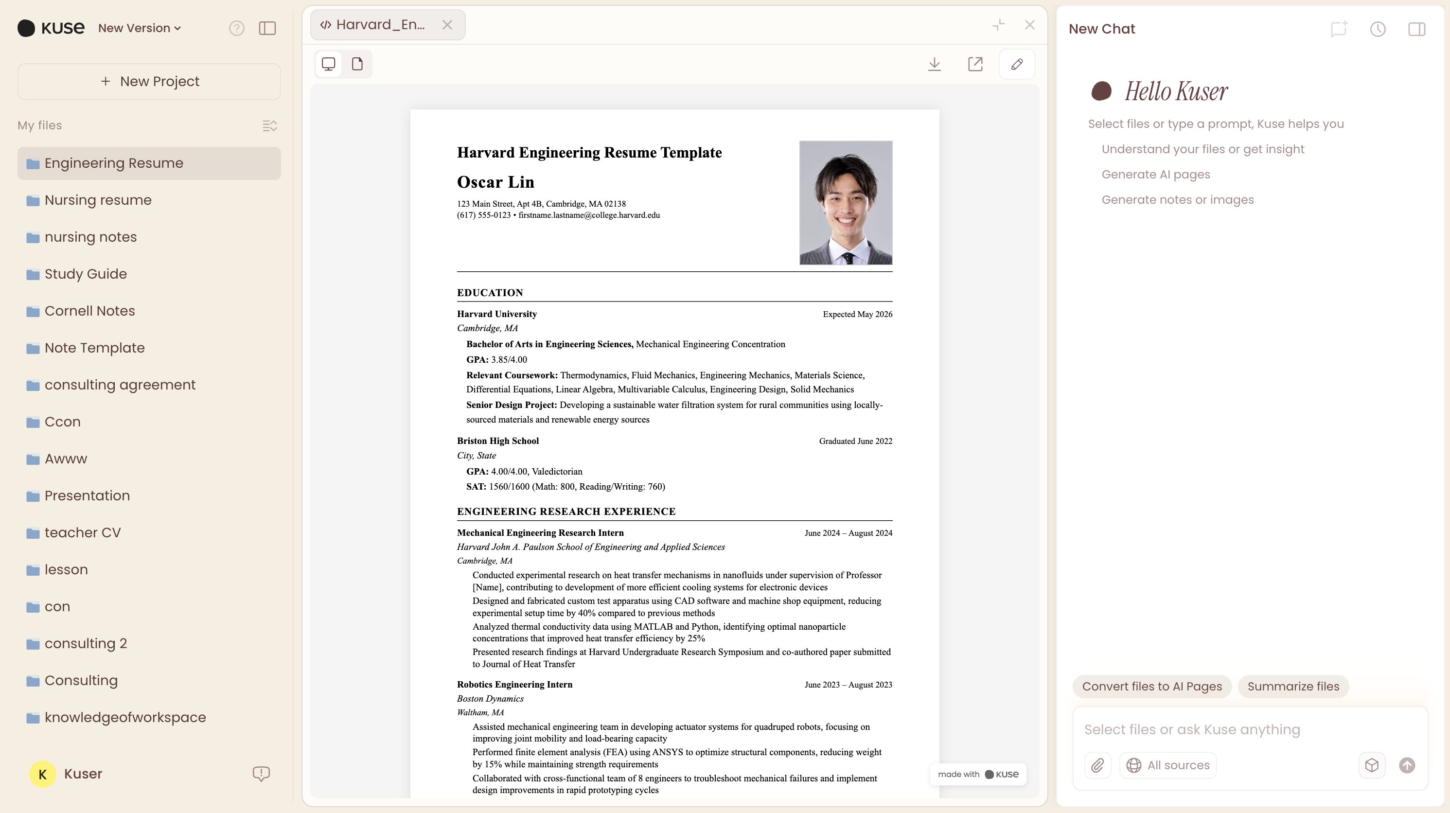 College of Engineering Sample Resumes | Kuse