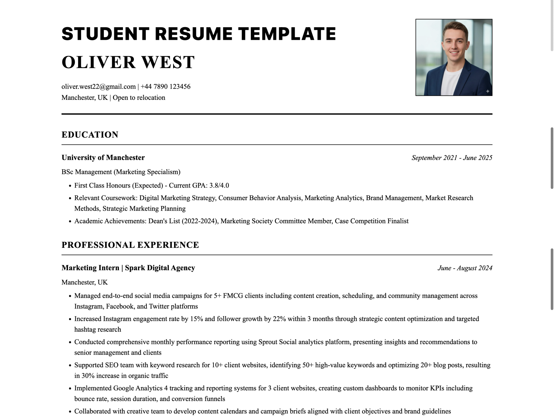 Student Resume Template (Professional & ATS-Friendly) | Kuse