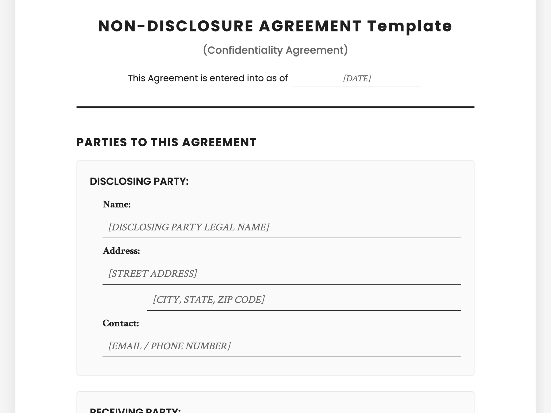 Free Non-Disclosure Agreement Templates | Kuse