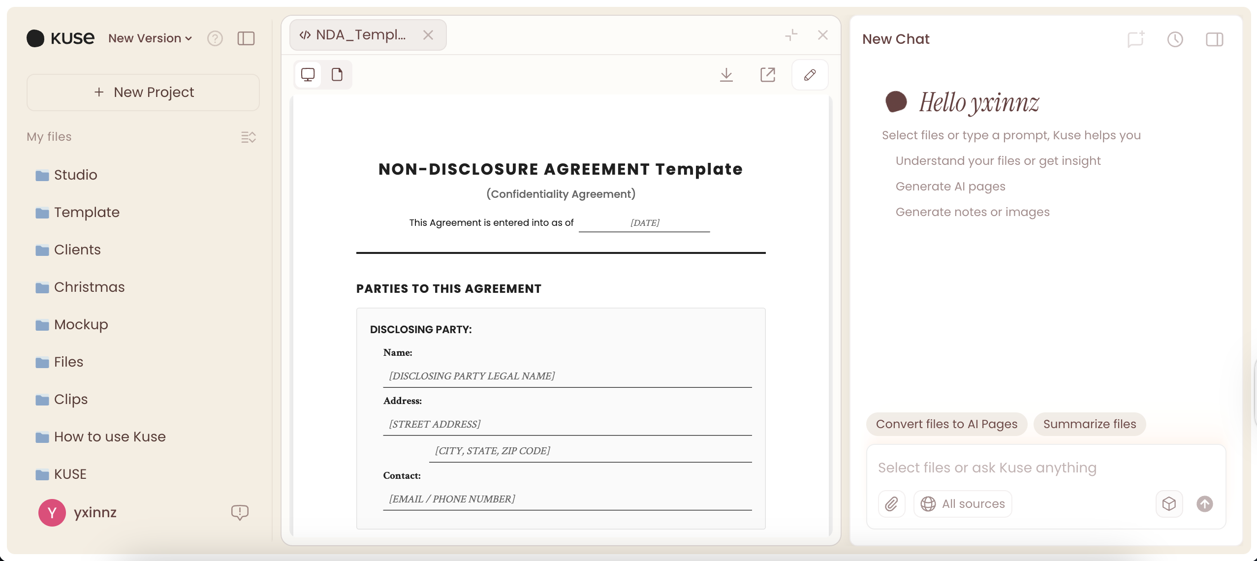Free Non-Disclosure Agreement Templates | Kuse