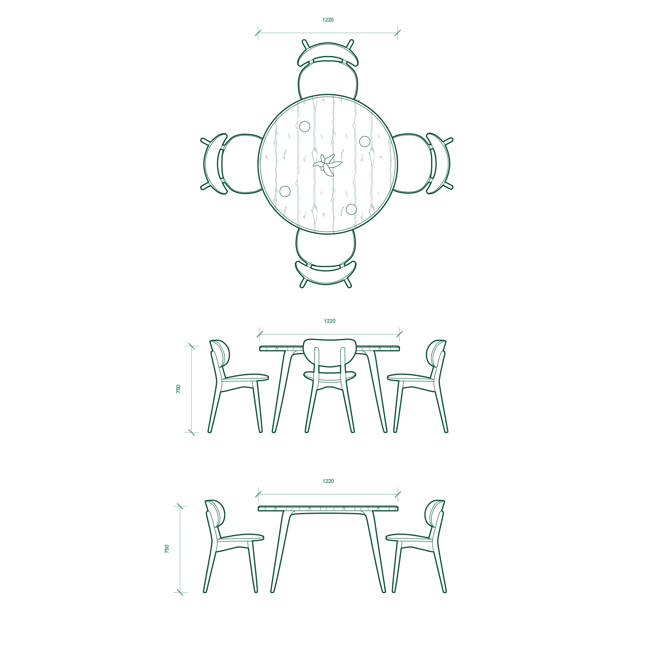 1220mm Round Table CAD Block | Archibox Furniture Collection