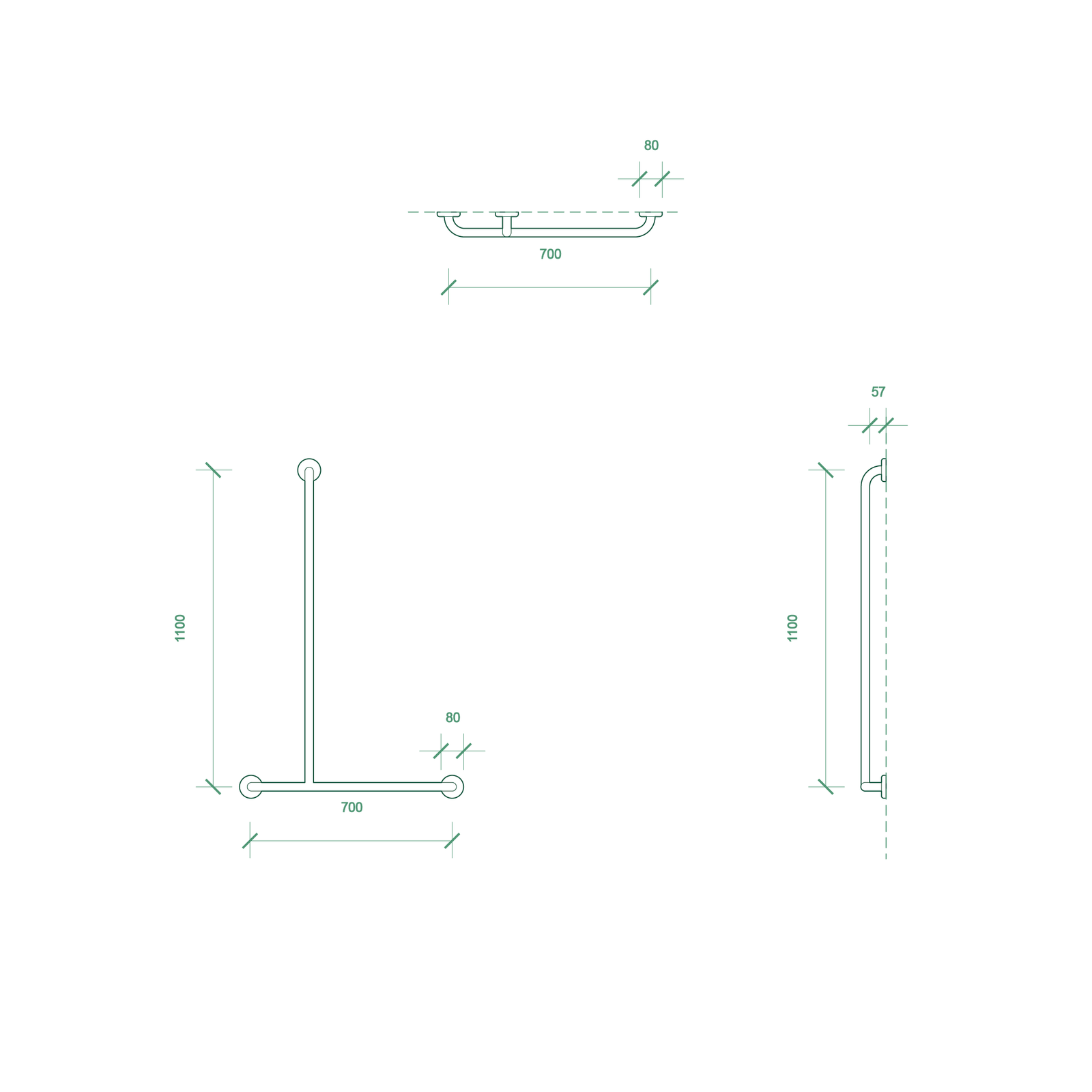 Accessible T-Bar Grabrail | Archibox Fixture CAD Block
