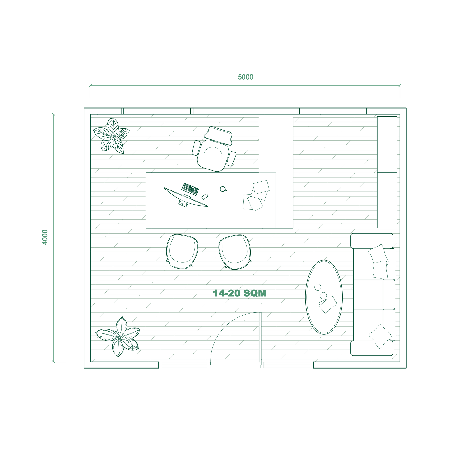 Executive Office Room 4000x5000 CAD Block | Office Layout