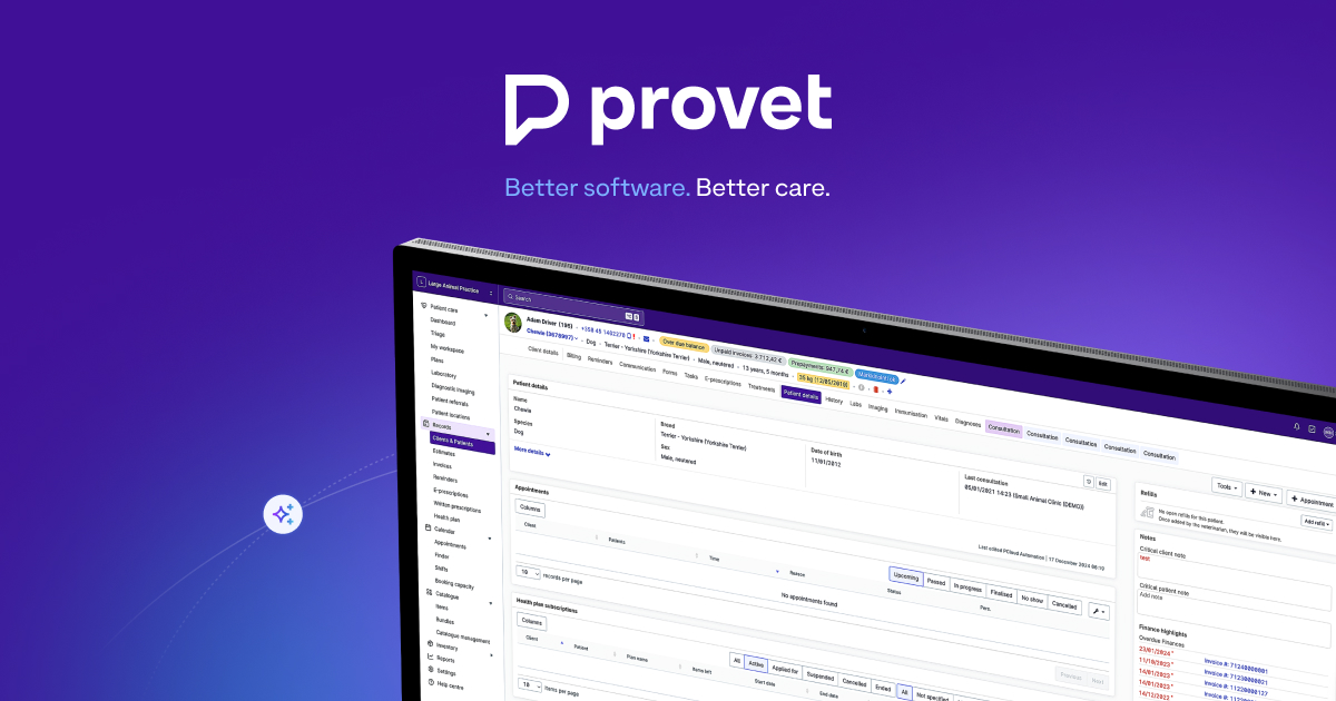 Provet, smarter veterinary software