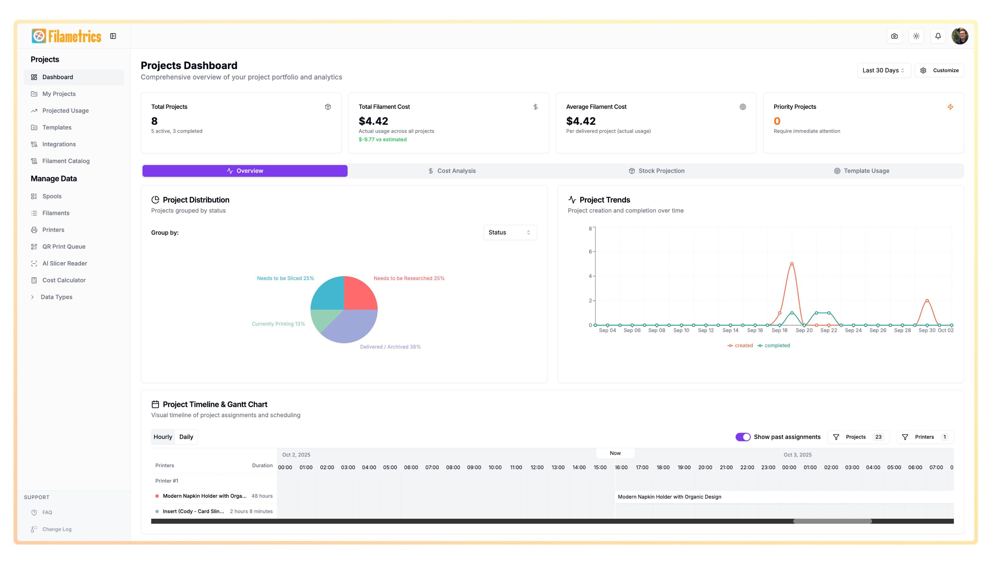 Filametrics - Smart 3D Printer Filament Management & Automation Platform